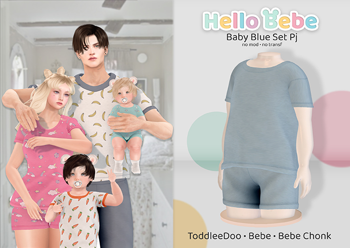 Second Life Marketplace - Hello Bebe - Baby Blue Set PJ {ToddleeDoo, Bebe, Bebe Chonk}